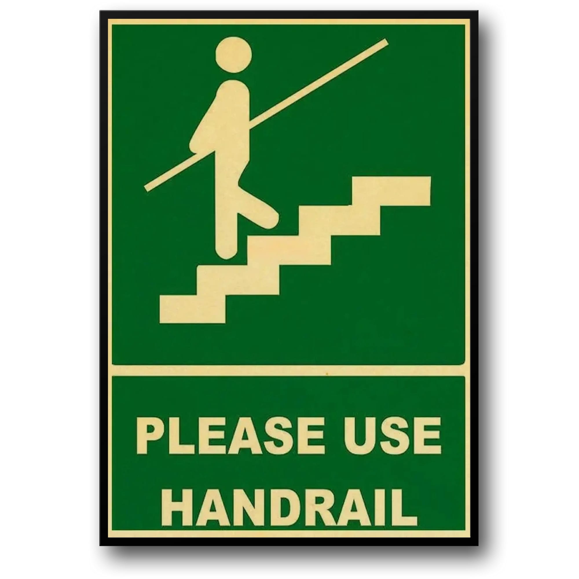 Retro Danger Sign | Please Use Handrail – Wall Of Art Studio